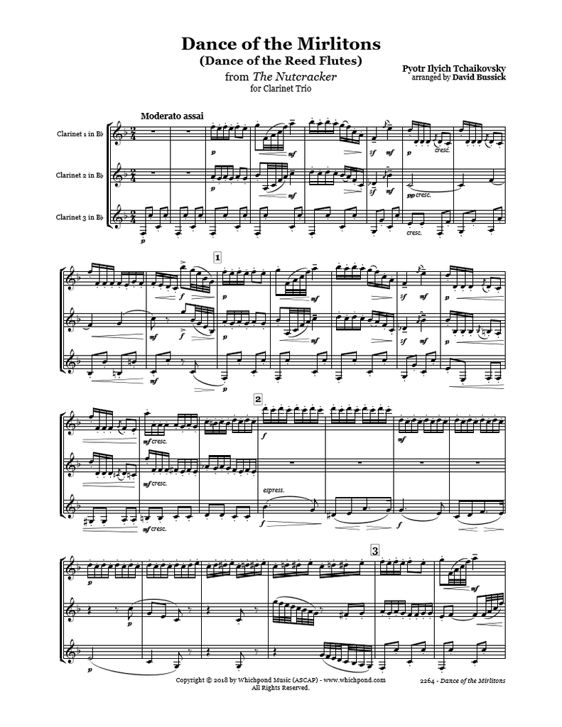 Nutcracker Dance of the Mirlitons Clarinet Trio PDF Sheet Music ...
