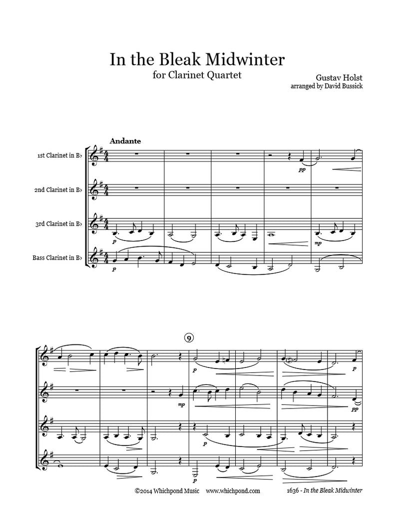 Holst In the Bleak Midwinter Clarinet Quartet – Whichpond Music