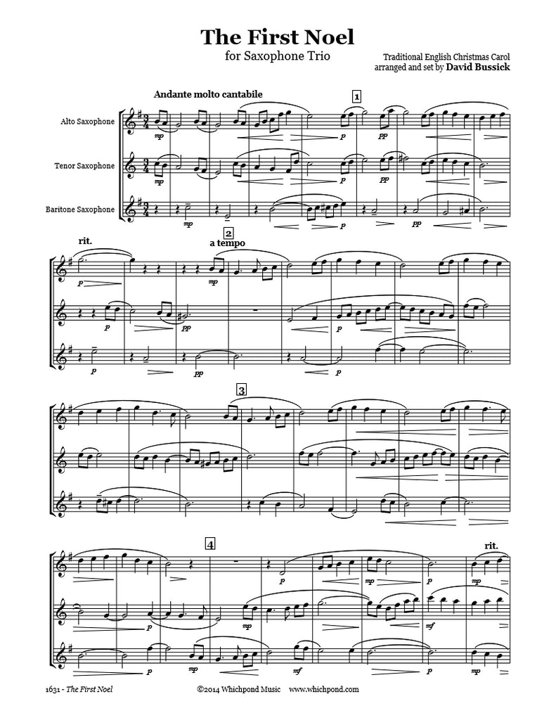 The First Noel Saxophone Trio – Whichpond Music