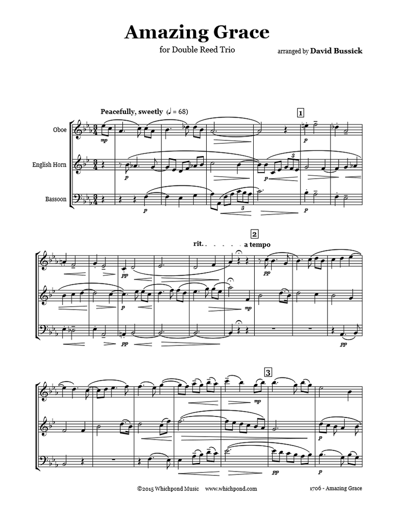 Amazing Grace Oboe/English Horn/Bassoon Trio – Whichpond Music