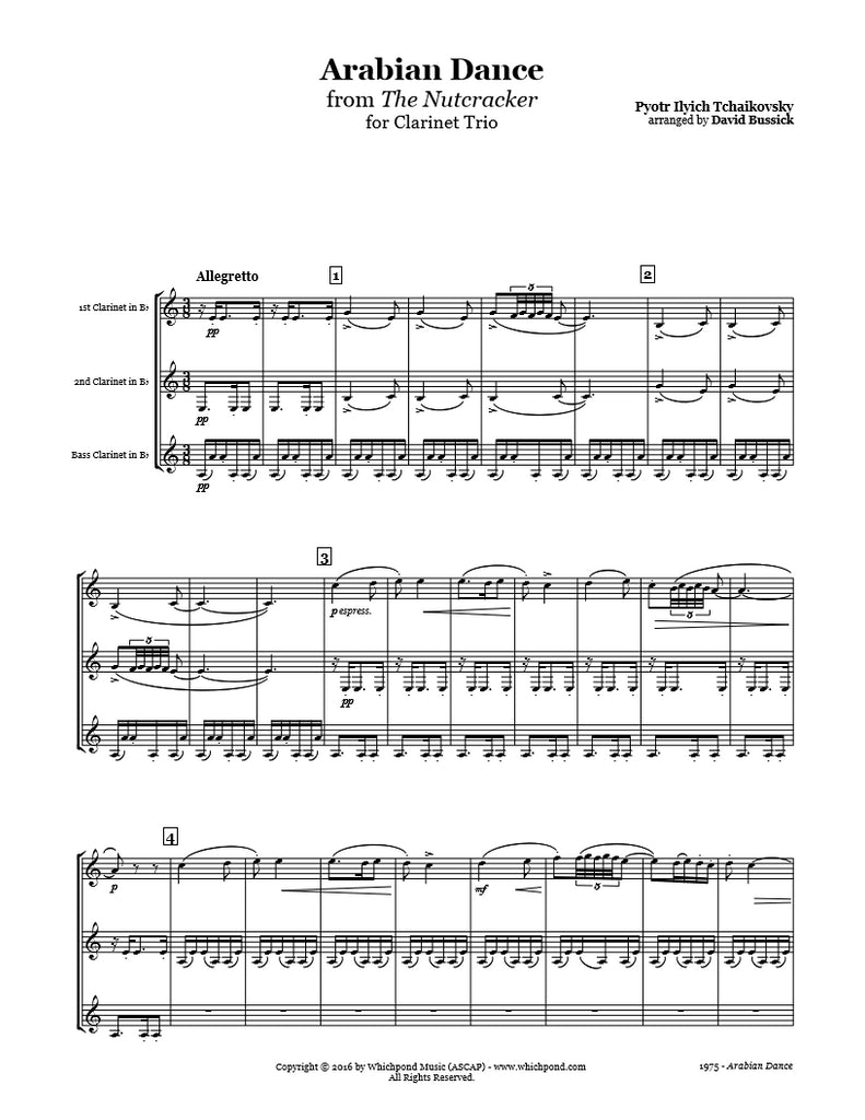 Nutcracker Arabian Dance Clarinet Trio – Whichpond Music