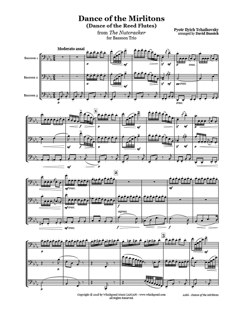 Nutcracker Dance of the Mirlitons Bassoon Trio PDF Sheet Music Download ...