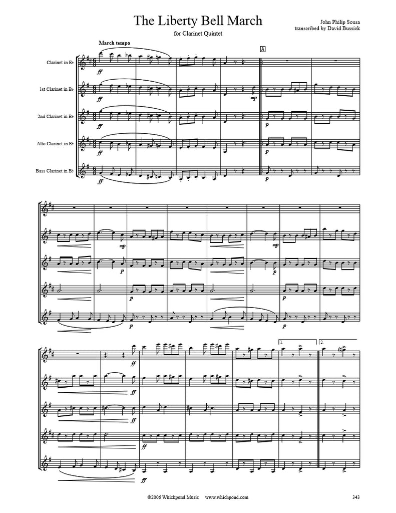 Sousa Liberty Bell March Clarinet Quintet – Whichpond Music