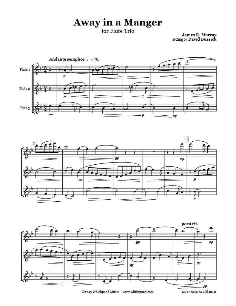 Away in a Manger Flute Trio – Whichpond Music