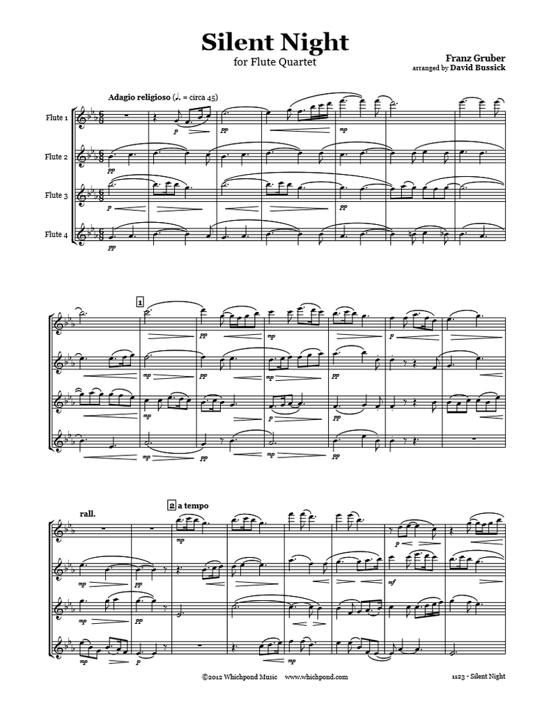 Silent Night Flute Quartet – Whichpond Music