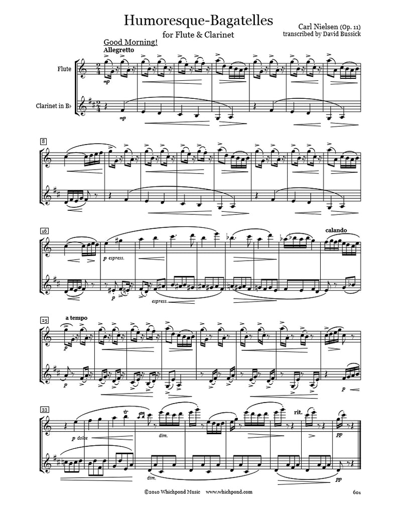 Nielsen Humoresque Bagatelles Flute/Clarinet Duet – Whichpond Music