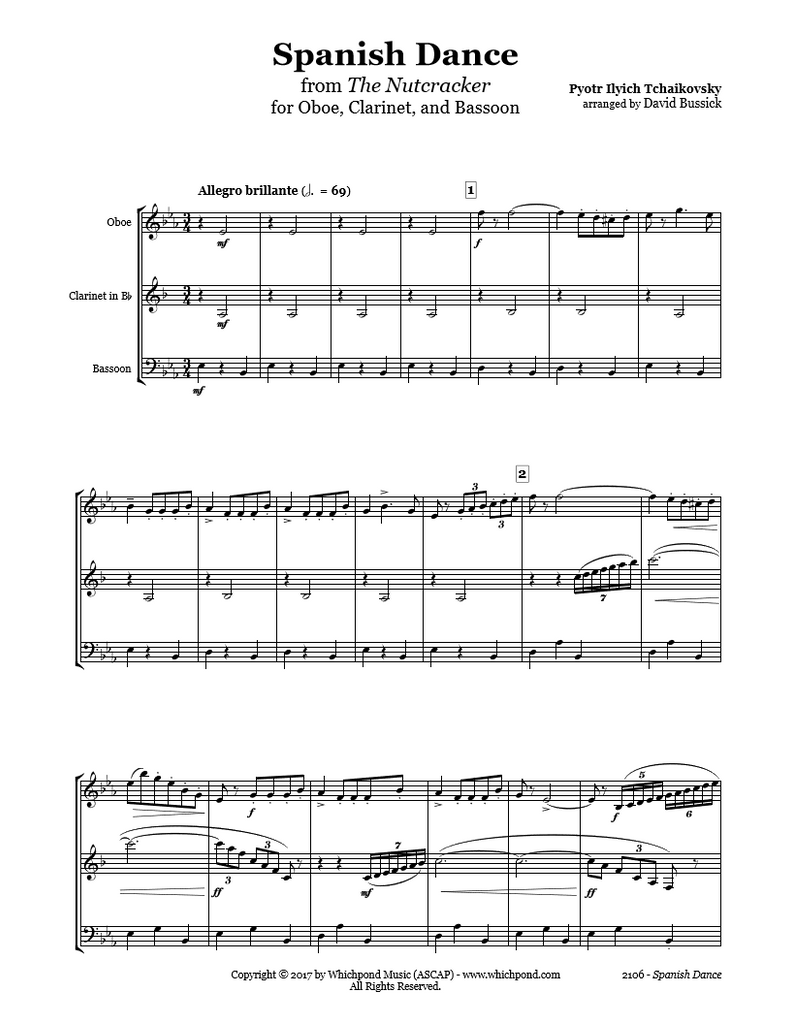 Nutcracker Spanish Dance Oboe/Clarinet/Bassoon Trio – Whichpond Music