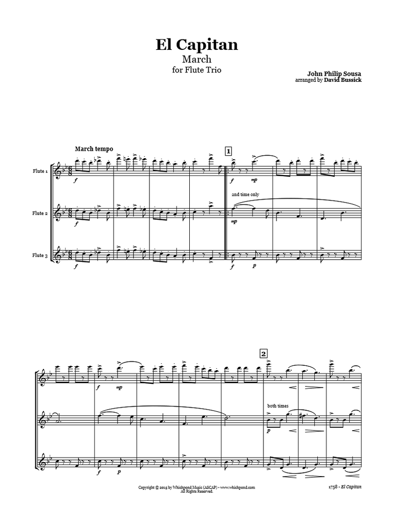 Sousa El Capitan March Flute Trio – Whichpond Music