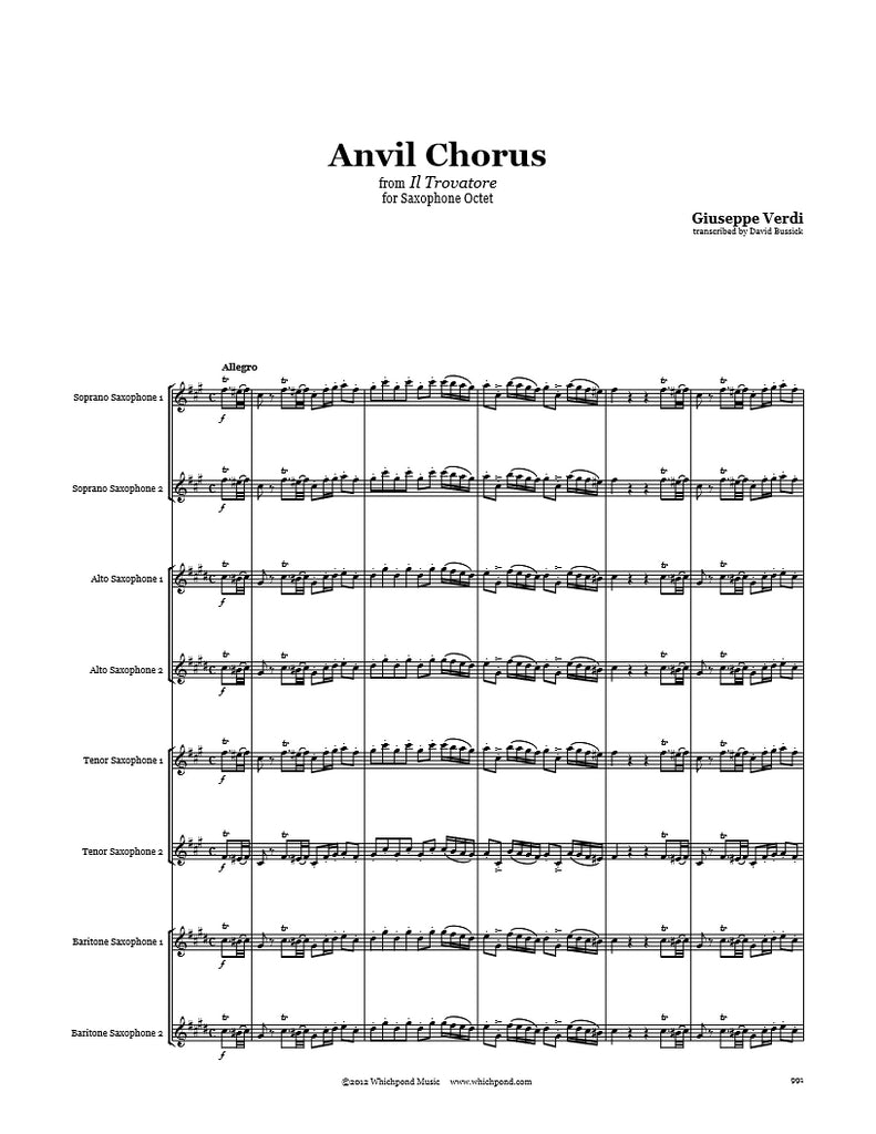 Verdi Anvil Chorus Saxophone Octet – Whichpond Music