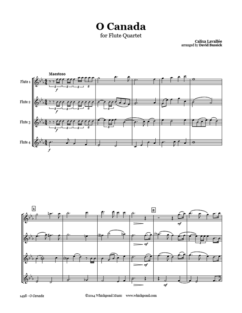 O Canada Flute Quartet – Whichpond Music