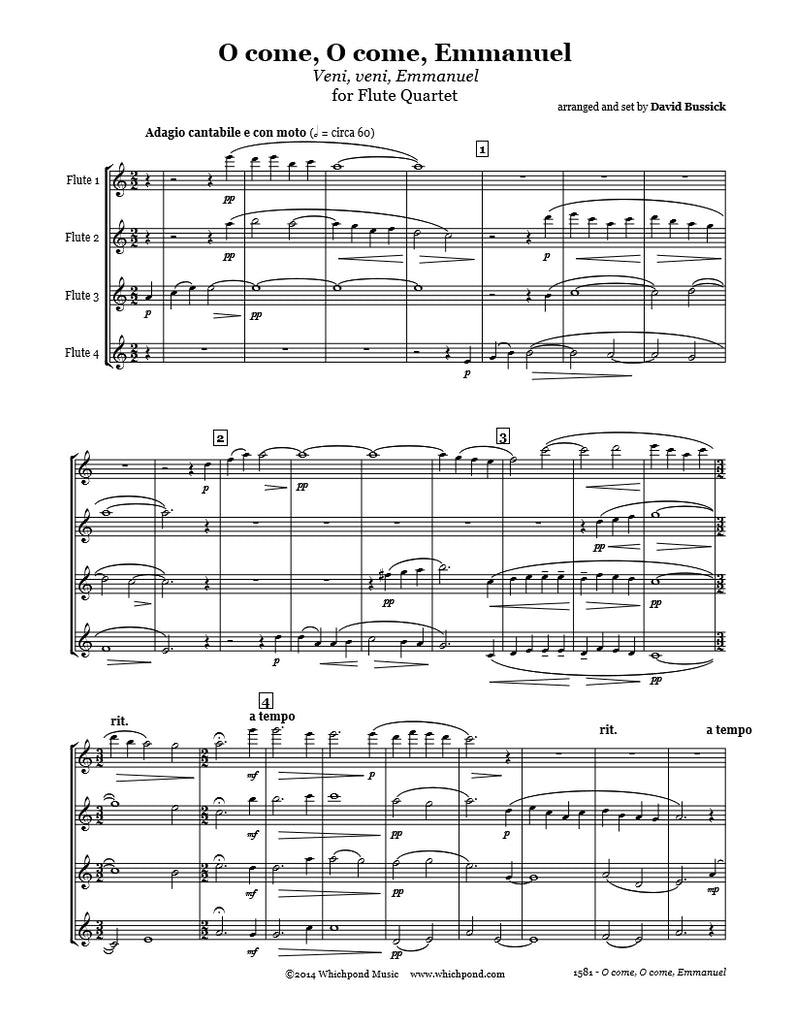 O Come Emmanuel Flute Quartet – Whichpond Music