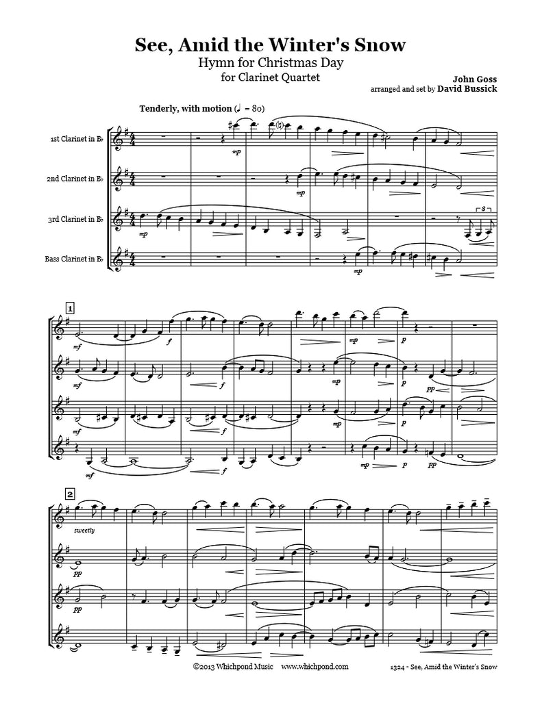 See Amid The Winter's Snow Clarinet Quartet – Whichpond Music
