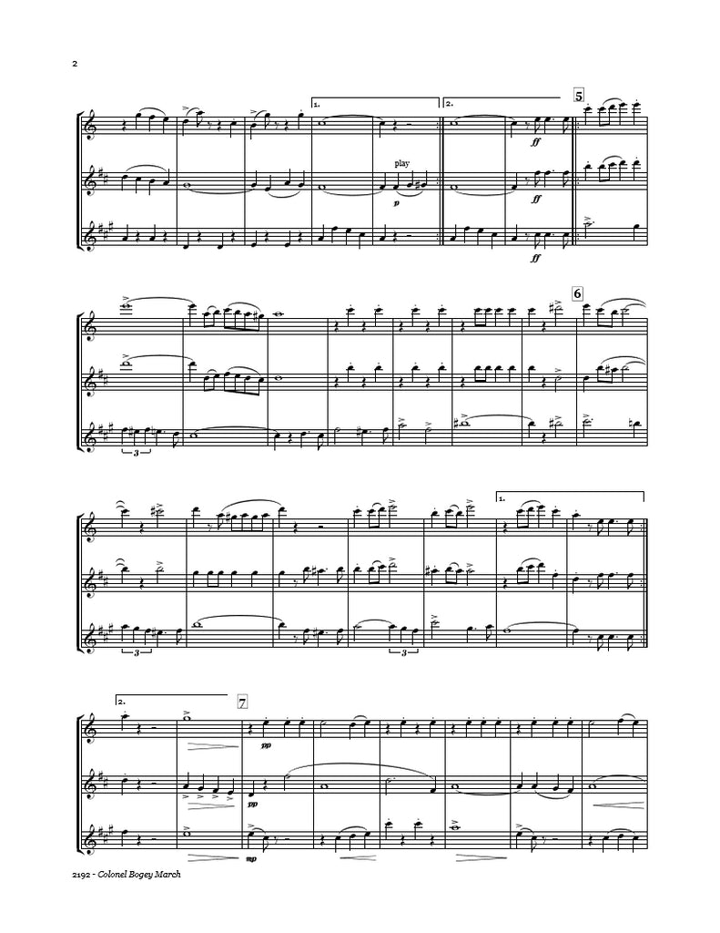 Alford Colonel Bogey March Flute/Clarinet/Sax Trio – Whichpond Music